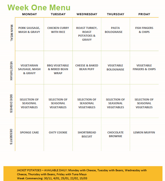 School Dinner Menus | St. Oswald's CE Primary School